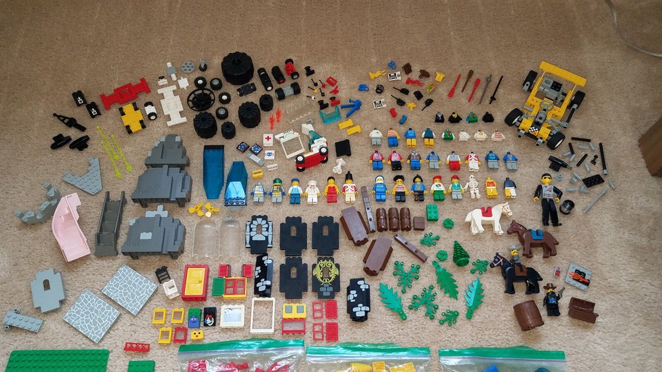 🟢1990's Vintage Lego Brick Set Bulk Lot 4lbs of bulk rare pieces & mini ...
