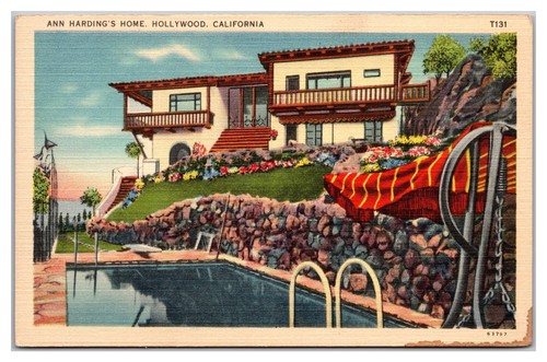 Ann Harding Home Hollywood California Swimming Pool Reflection Stone ...