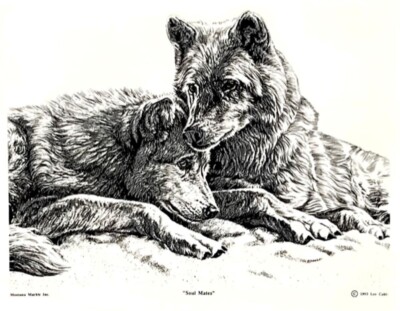 Tile, Montana Marble Inc. 1993 Lee Cable "Soul Mates" wolves etched ...