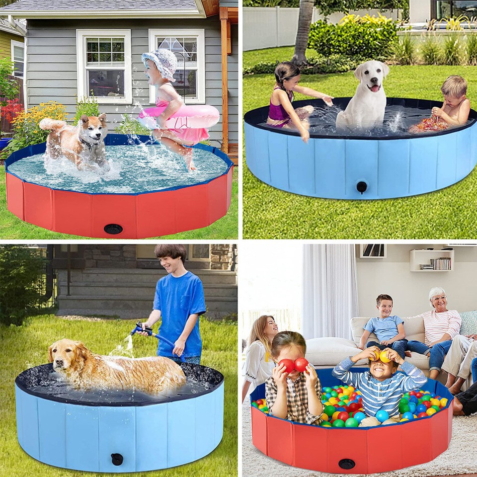 LARGE FOLDING PET BATH DOG SWIMMING POOL PORTABLE PADDLING BATH PUPPY ...