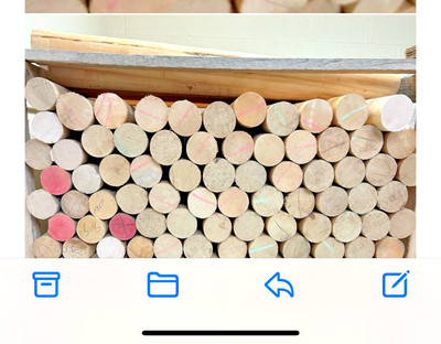 220 Yellow Birch BAT BILLETS measuring 38" long and in a 3.1 to 3.2 ...