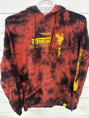 2020 Twenty One Pilots Crew Nation Red & Black Tie Dye Hoodie Large ...