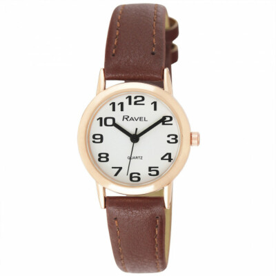 Ravel Ladies Bold Clear Big Numbers Ladies Watch With Rose Gold Case ...