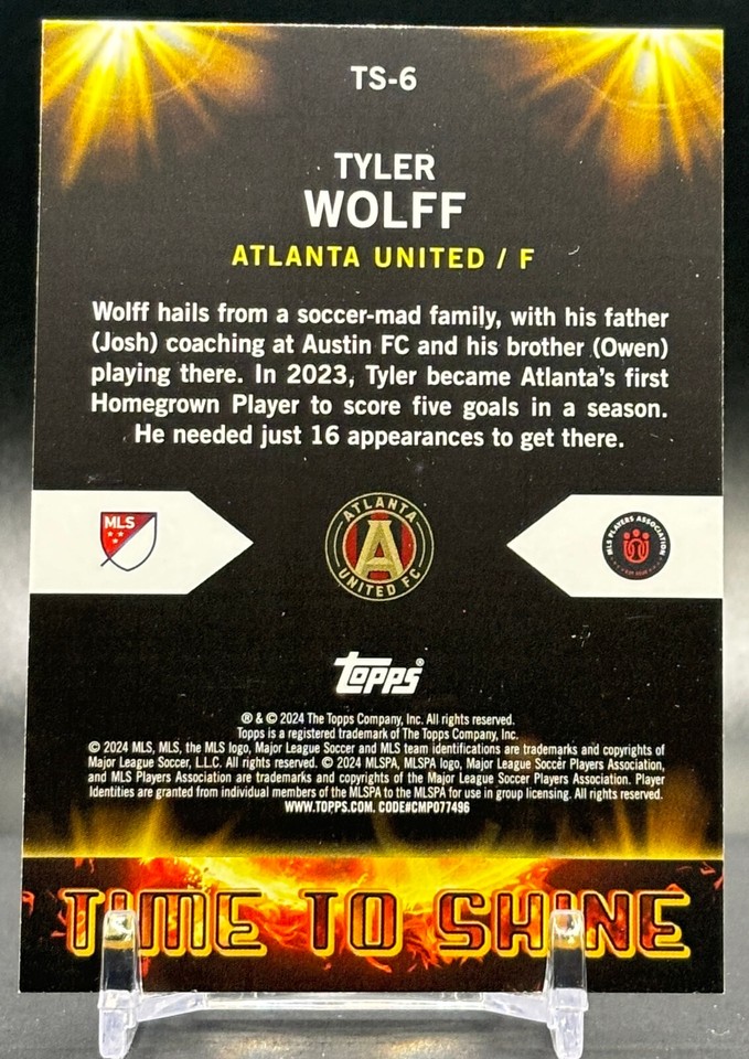2024 Topps MLS Superstars #TS-6 Tyler Wolff Atlanta United Time To ...