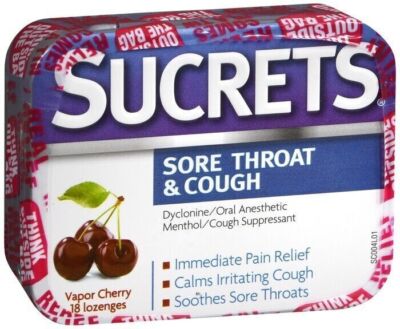 Sucrets Lozenges for Sore Throat & Cough Vapor Cherry 18 ct ...