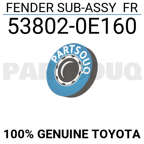 538020E160 Genuine Toyota FENDER SUB-ASSY FR 53802-0E160 | eBay