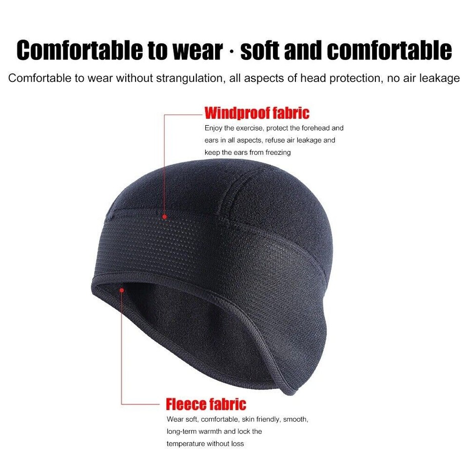 Winter Helmet Liner Skull Cap Fleece Lined Warmer Cycling Cap Thermal ...