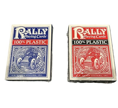 Rally 100% Plastic Playing Cards 2 Deck Set Red and Blue Poker Size ...