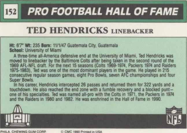 Las mejores ofertas en 1990 Swell Pro Football Hall of Fame Ted ...