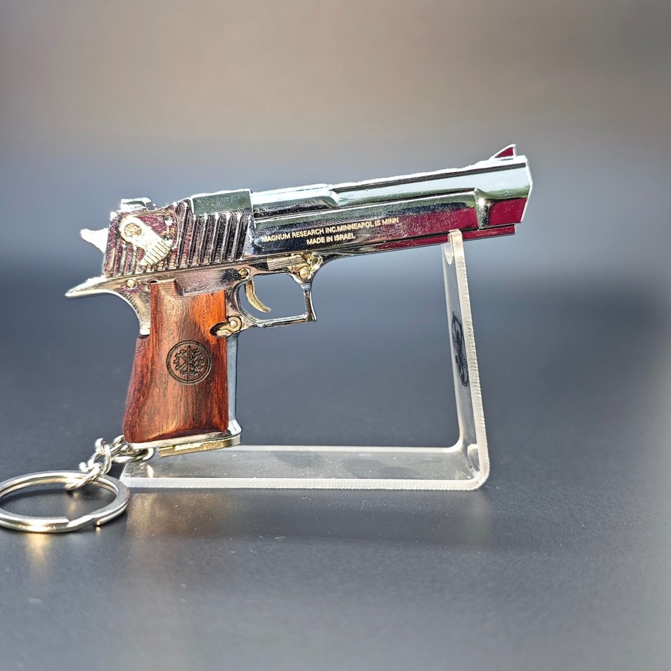 Gun Keychain with Wood Handle,Mini Desert Eagle Keychain Metal Pistol ...