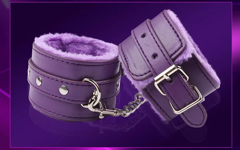 Furry Fuzzy PU Leather Wrist Handcuffs Adjustable Restraint Sex Cuff ...