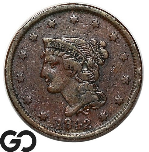 1842 Large Cent, Braided Hair, Small Date | eBay