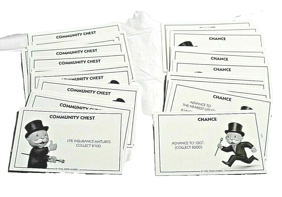 Monopoly Chance Community Chest Card Set Classic New Style Replacement ...