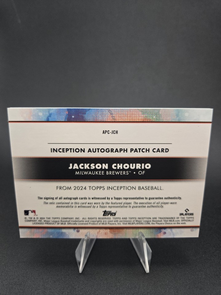 JACKSON CHOURIO 2024 Topps Inception AUTO Rookie Patch /25 - Brewers RC ...