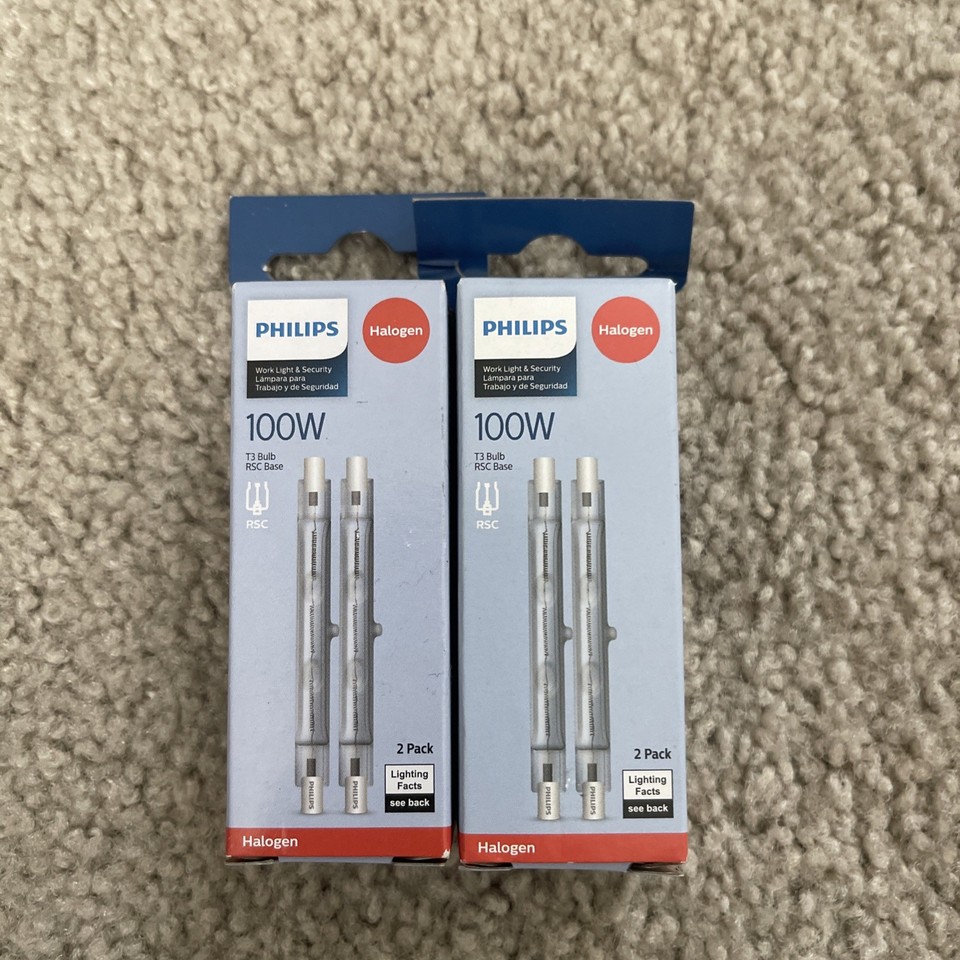 NEW Lot of 2 Philips T3 100W Work Light & Security Bulbs RSC Base (2 ...