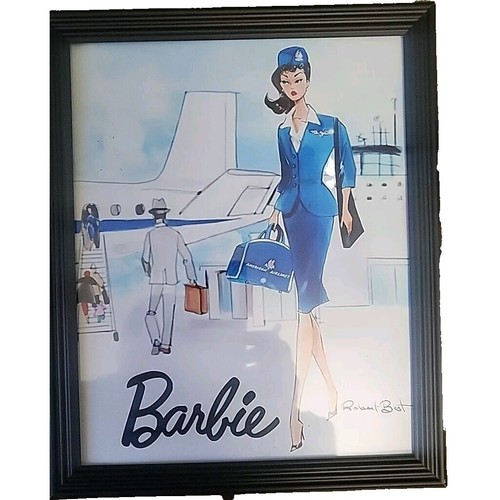 Robert Best Barbie Fashion Model Flight Attendent Framed Art Print 8x10 ...