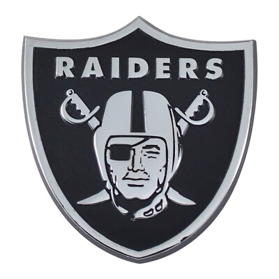 NEW Football Team Raiders Black & Chrome Molded Metal Emblem | eBay