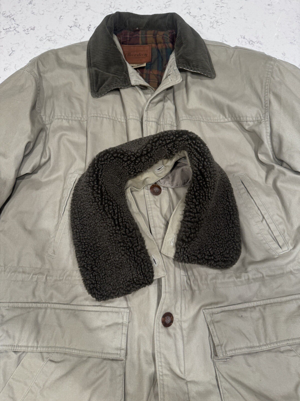 VTG Aberdeen Men Sz XL Field Jacket Coat Replaceable Corduroy Or Sherpa ...