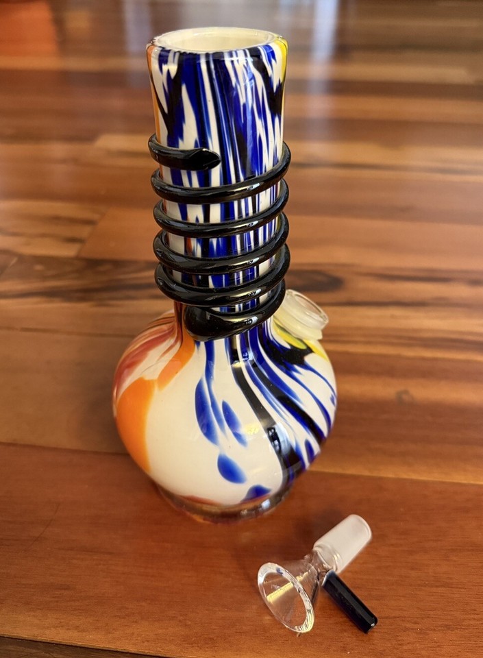 Hookah Water Pipe Glass 8” Twisted Soft Glass Tobacco Bong w/ Bowl 3002 ...