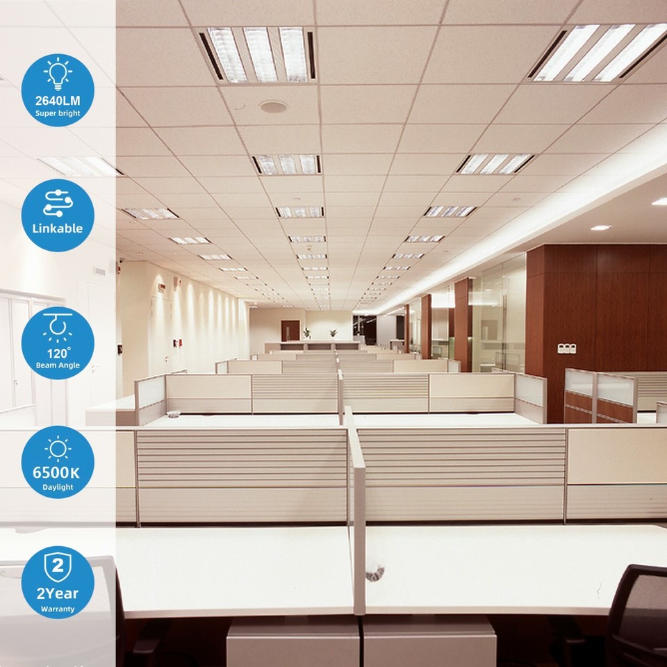 24 Pack 4FT LED Shop Light T8 Linkable Ceiling Tube Fixture 24W ...