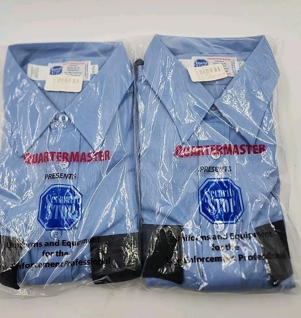 2 Quartermaster Security Stop UNIFORM SHIRT 17-17 1/2 XL Blue Short ...