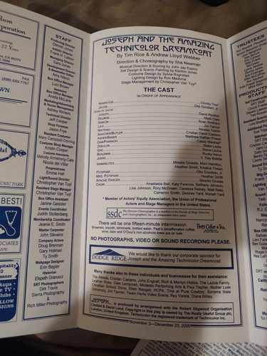 Joseph and the Amazing Technicolor Dreamcoat Playbill SRT E Senora ...