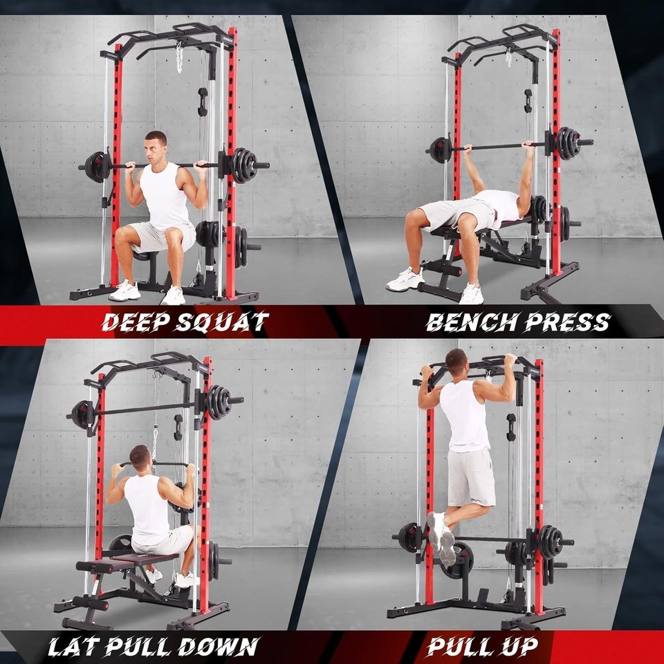 Smith Machine Multifunctional Power Cage Rack with LAT-Pull Down System ...