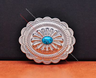 6X 44*38mm Silver Flower Carved Oval Conchos For DIY Leathercraft Belt ...