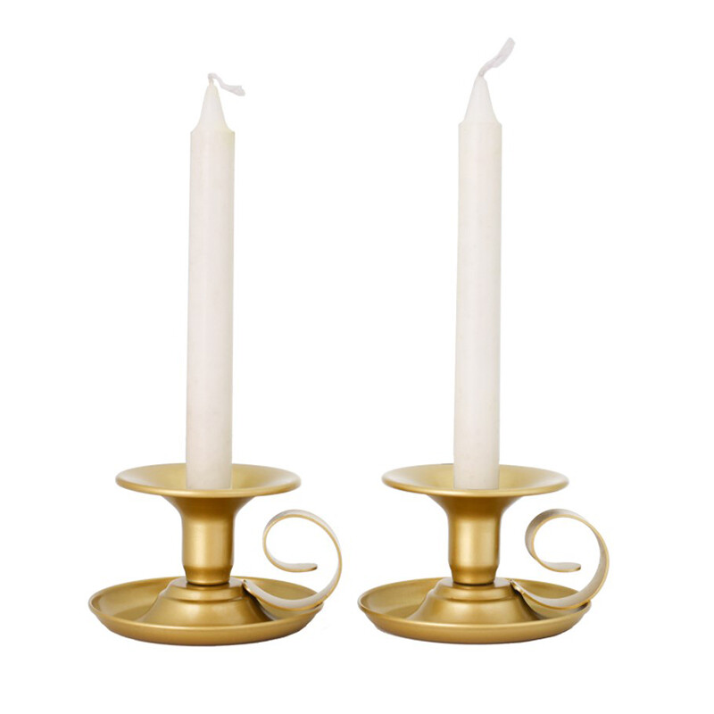 1pc Retro Candle Holder Simple Metal Handheld Candlestick Taper Candle ...