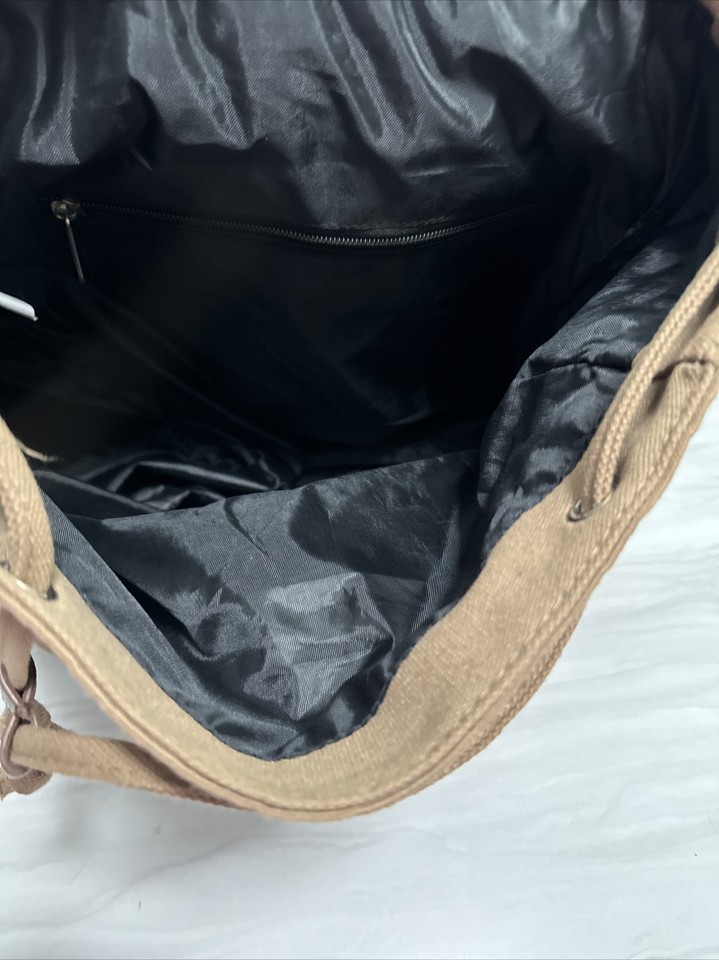 Bella Russo Unisex Tan Beige Khaki Canvas Drawstring Pockets Backpack ...