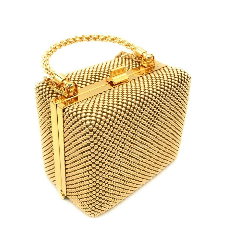 XX-Small Metal Beaded Mesh Evening clutch purse with Shoulder strap and ...