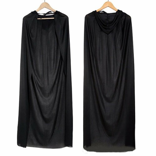 Devil Vampire Long Robe Hooded Cloak Wizard Witch Black Halloween ...