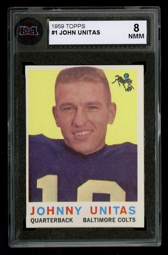 1959 TOPPS #1 JOHNNY UNITAS KSA 8 CLEAN FRESH CARD NFL CHAMPIONS ...