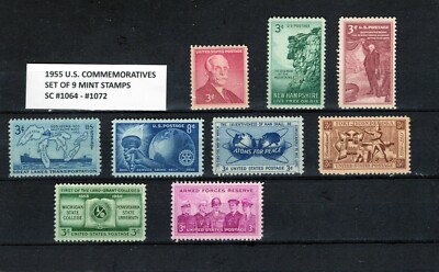 1955 Full Year US Commemorative Stamps MNH OG Scott #1064-1072 | eBay