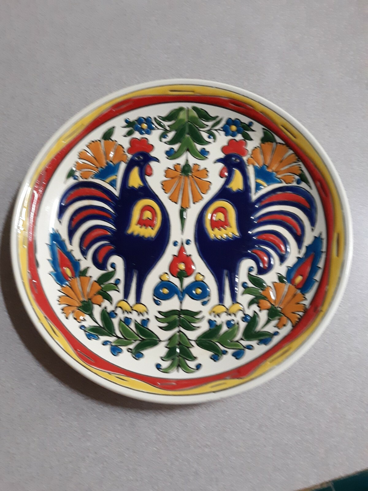 Hand Made DECORATIVE ROOSTER PLATE Manousakis-Keramik-Rodos Greece | eBay