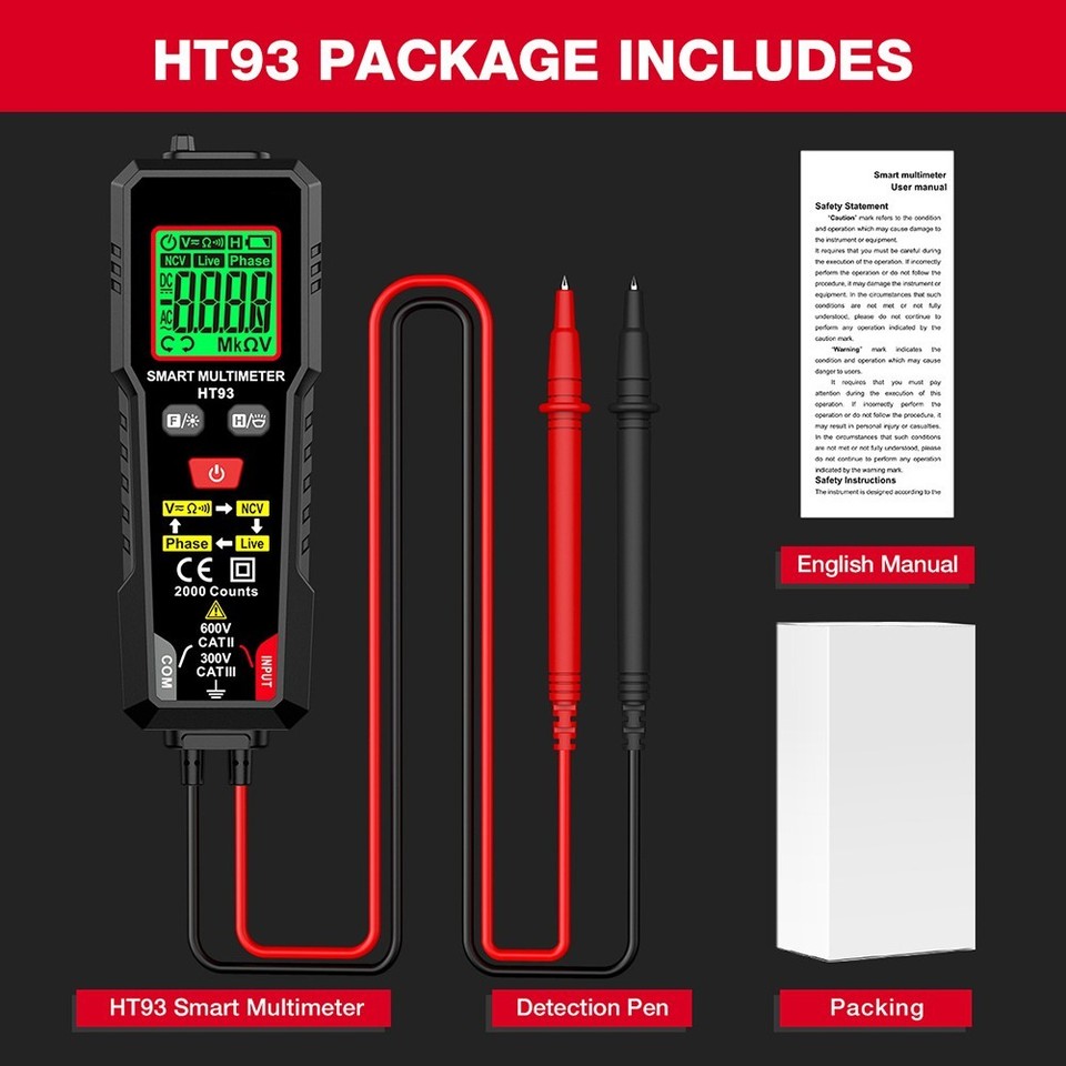 Digital Multimeter Auto Range Multimeter Auto Shutdown Low Battery ...