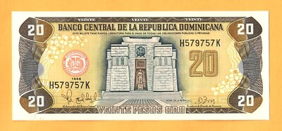 DOMINICAN REPUBLIC-20 PESOS ORO-1998-SERIAL NUMBER H579757K-PICK 154b ...