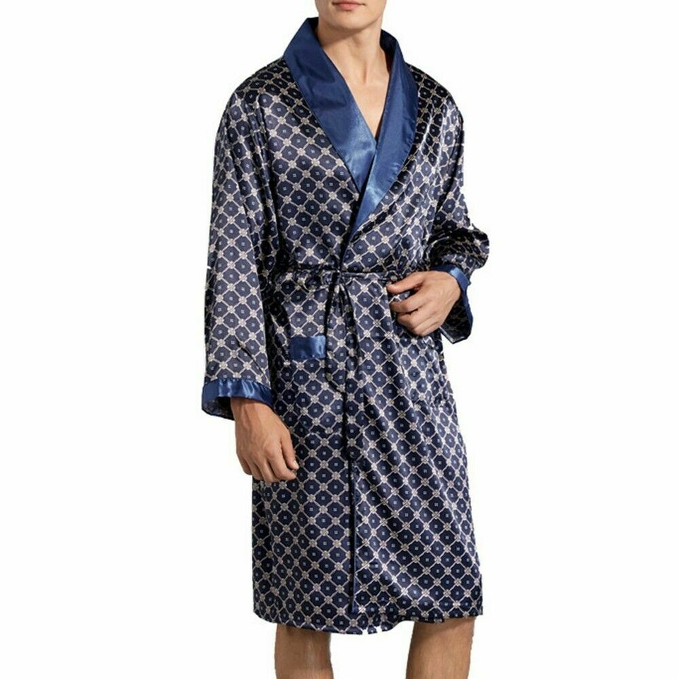 SILKPEACE 2nd Item FREE SHIP Mens Silk Satin Robe Pajamas Lounge Bath ...