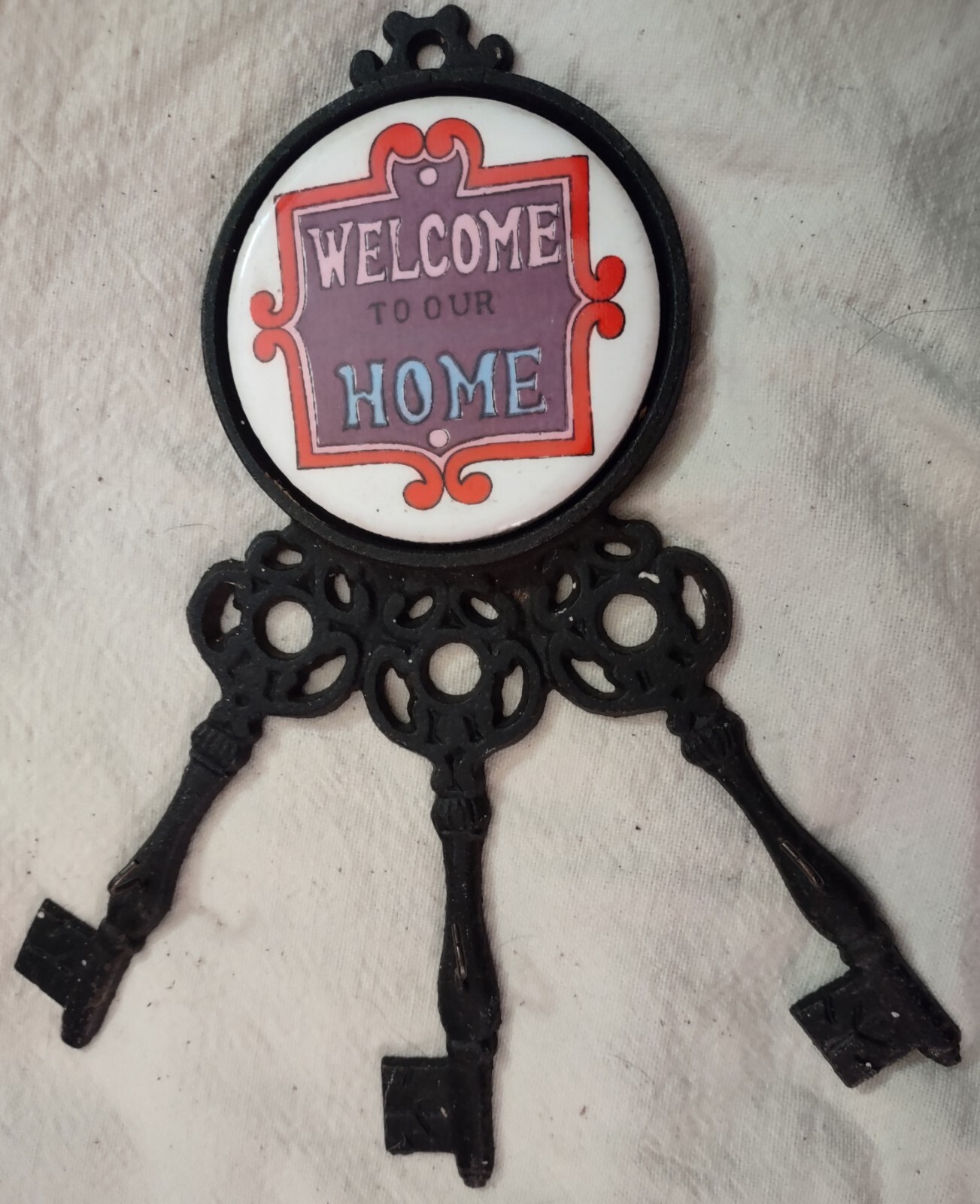 1960s Vintage Funky Key Holder Ceramic Round Welcome | eBay