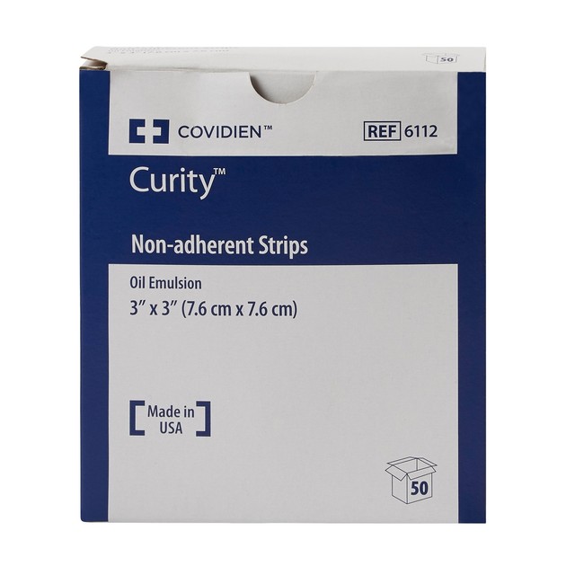 Package Of 48 Covidien Curity Non-Adherent Strips Oil Emulsion 3''x 3 ...