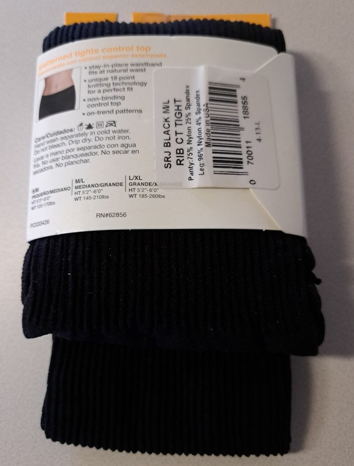 No Nonsense Patterned Control Top Fashion Rib Tights M/L | eBay