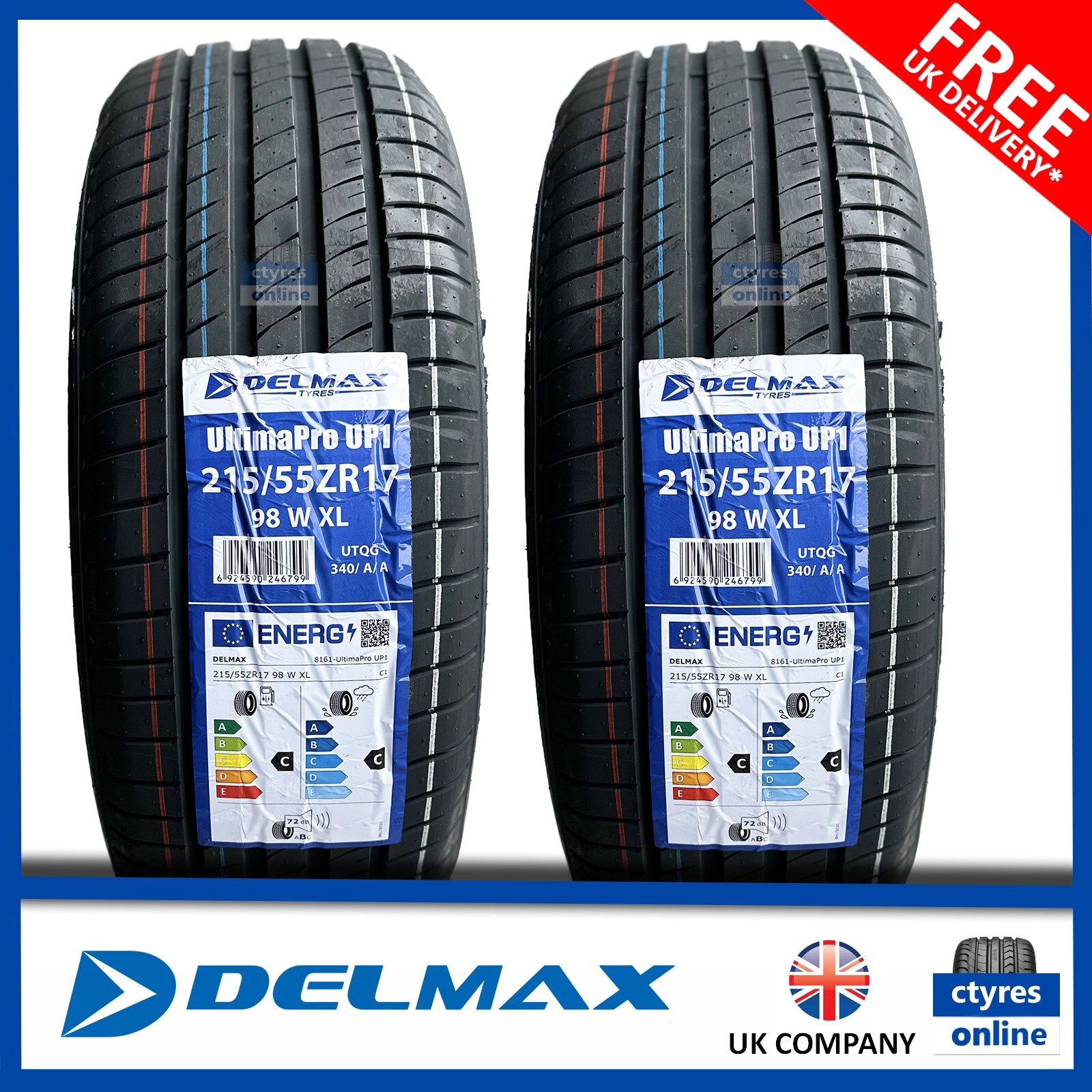 2X New 215 55 17 DELMAX ULTIMA 98W XL 2155517 215/55R17 *C/C RATED* (2 ...