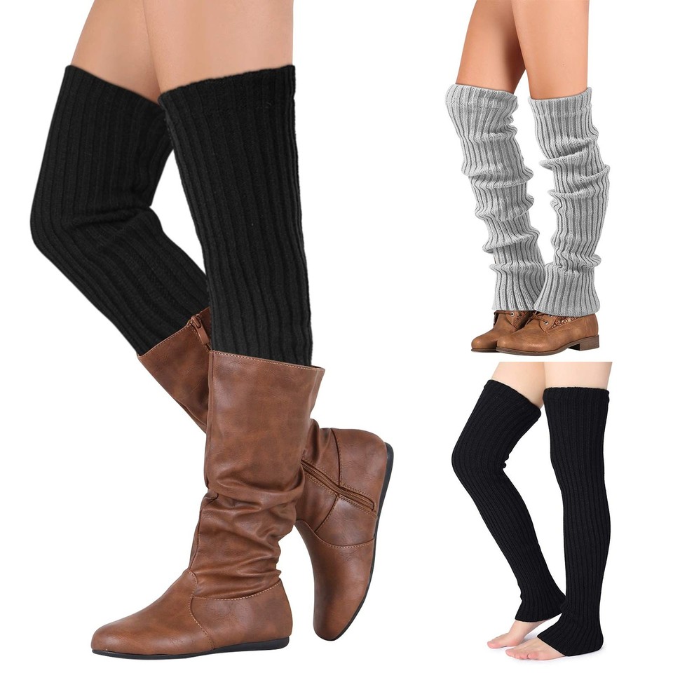 PHOGARY 2 Pairs Winter Leg Warmers for Women, Thigh High Socks Over ...