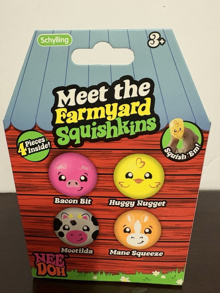 New 4-Pack Schylling Nee Doh Farmyard Squishkins Farm Animals Needoh ...