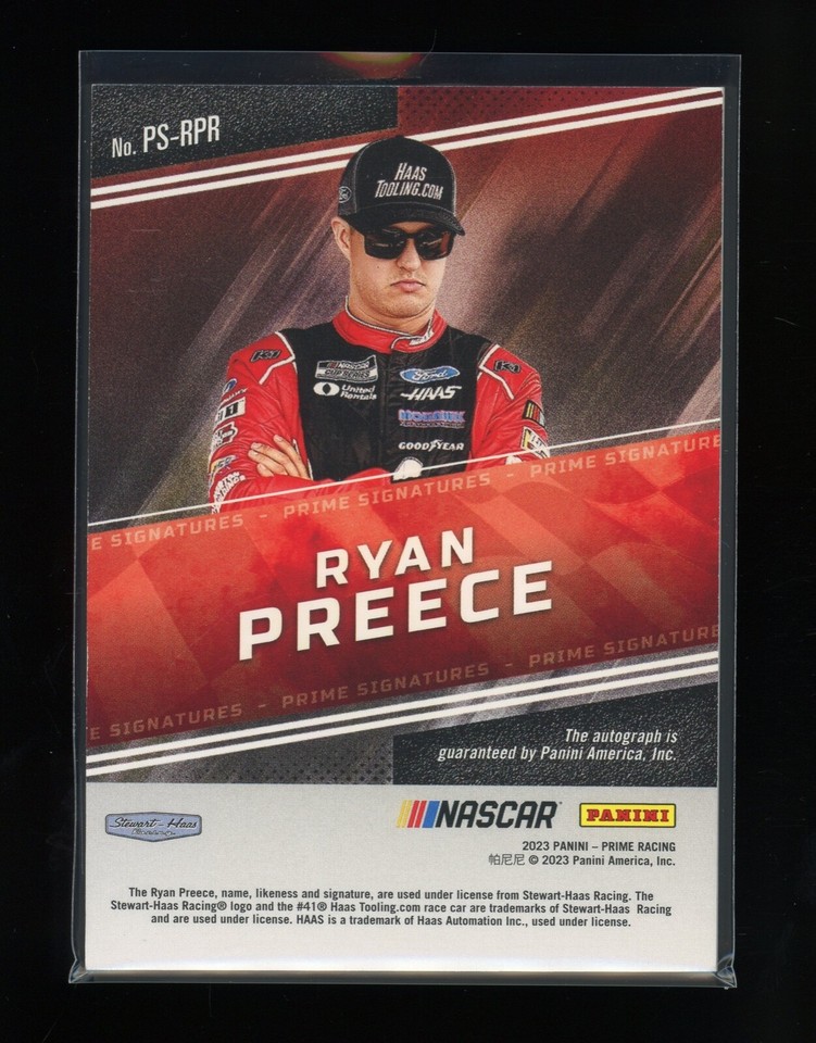 2023 Panini Prime Racing Signatures RYAN PREECE AUTO SP /25 Stewart ...