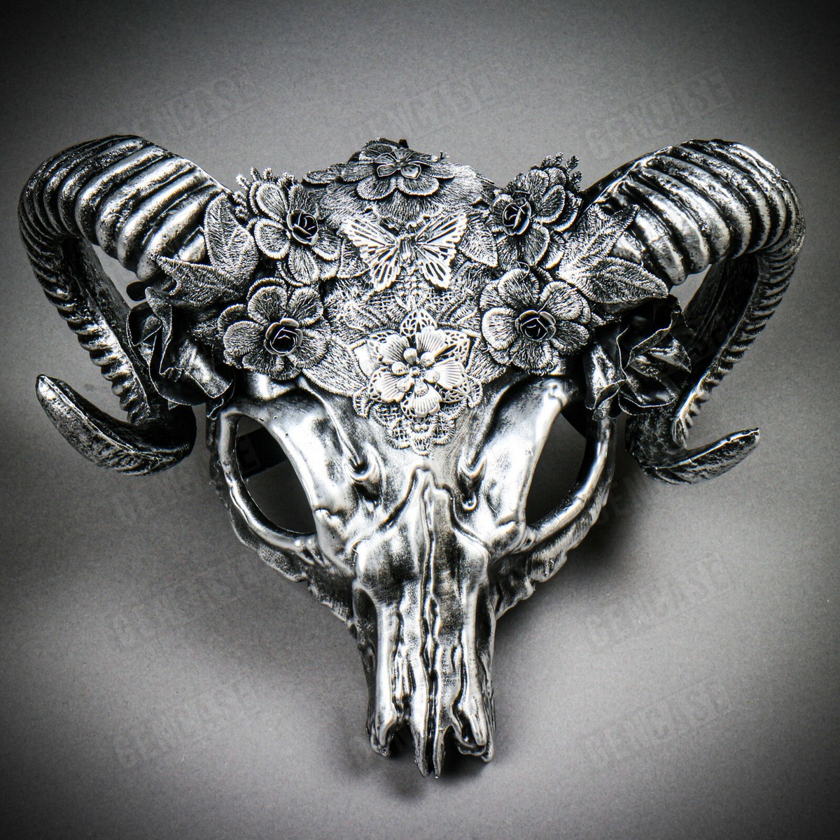 Metallic Black Ram Skull Mask Smm With Large Ram Horns Etsy