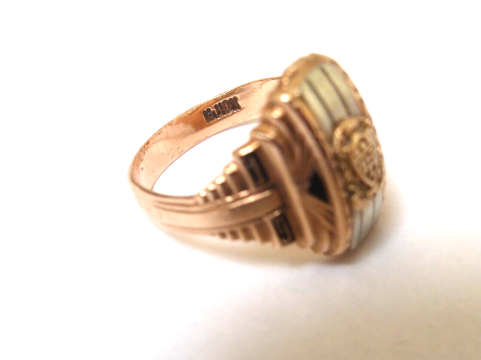 vintage Notre Dame 10k solid white & rose gold ring, Class 1945. total ...