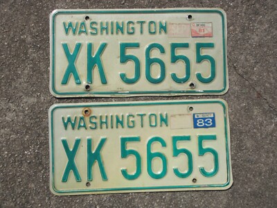 1983 Washington License Plate Pair XK 5655 Chevrolet Ford Dodge Wash ...