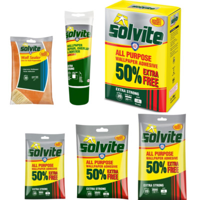 Solvite Wallpaper Paste Adhesive All Purpose Extra Strong Sizes 4.5 ...