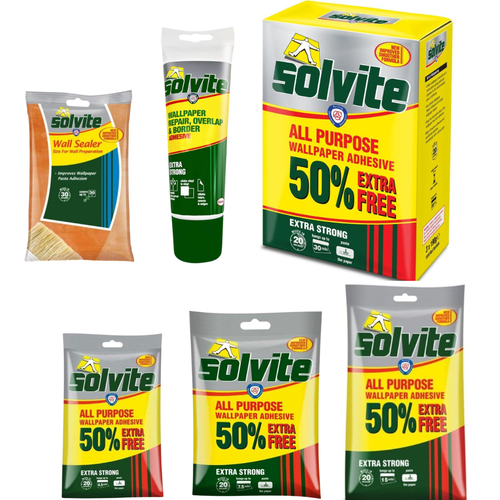 Solvite Wallpaper Paste Adhesive All Purpose Extra Strong Sizes 4.5 ...